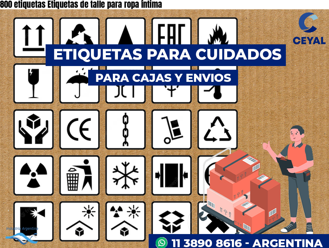 800 etiquetas Etiquetas de talle para ropa íntima - Rollos Zebra