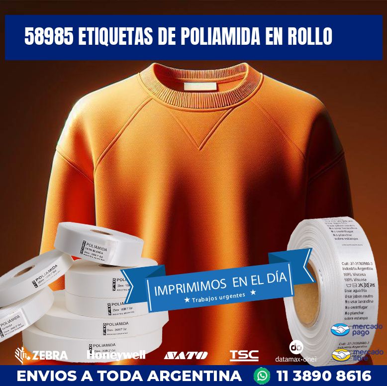 58985 ETIQUETAS DE POLIAMIDA EN ROLLO - Rollos Zebra