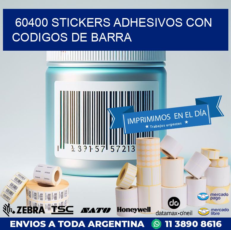 60400 STICKERS ADHESIVOS CON CODIGOS DE BARRA - Rollos Zebra