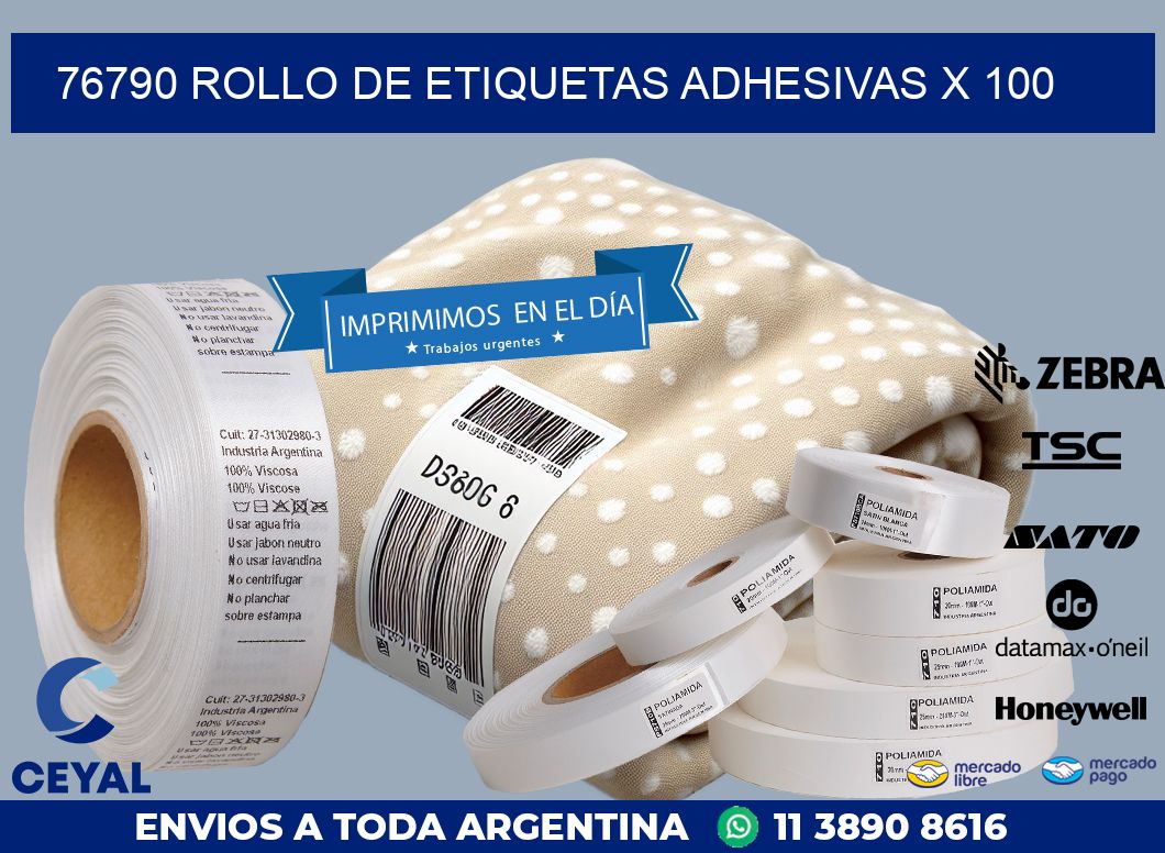 76790 ROLLO DE ETIQUETAS ADHESIVAS X 100 - Rollos Zebra