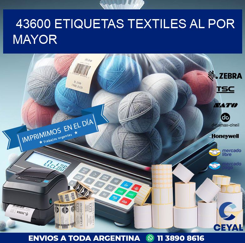 43600 ETIQUETAS TEXTILES AL POR MAYOR - Rollos Zebra