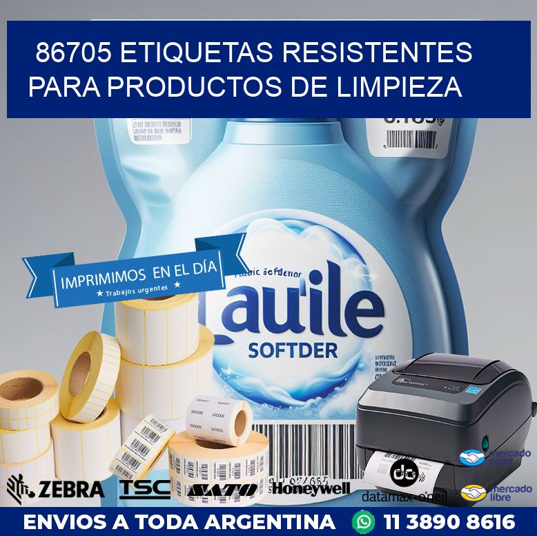 86705 ETIQUETAS RESISTENTES PARA PRODUCTOS DE LIMPIEZA - Rollos Zebra