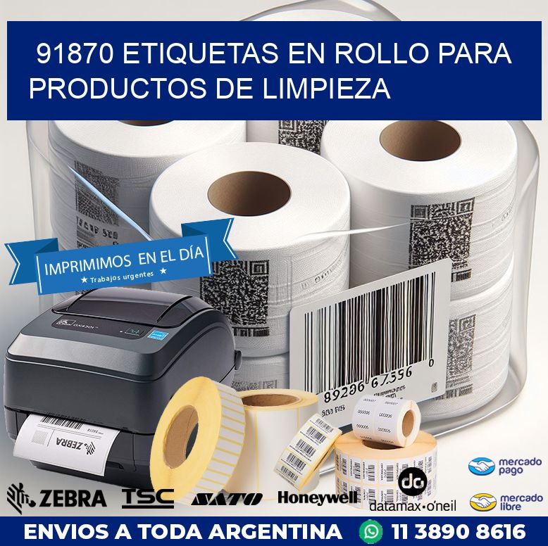 91870 ETIQUETAS EN ROLLO PARA PRODUCTOS DE LIMPIEZA - Rollos Zebra
