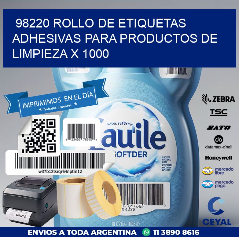 12330 ETIQUETAS AUTOADHESIVAS PARA LAVANDINAS Y OTROS PRODUCTOS DE LIMPIEZA - Rollos Zebra