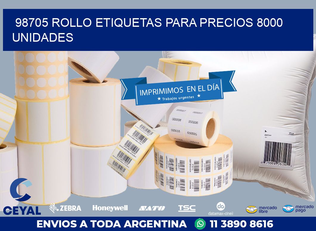 98705 ROLLO ETIQUETAS PARA PRECIOS 8000 UNIDADES - Rollos Zebra