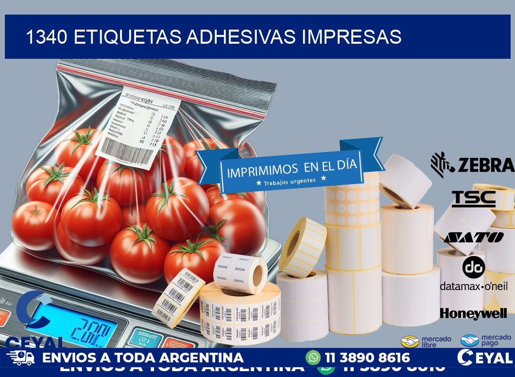 1340 ETIQUETAS ADHESIVAS IMPRESAS - Rollos Zebra