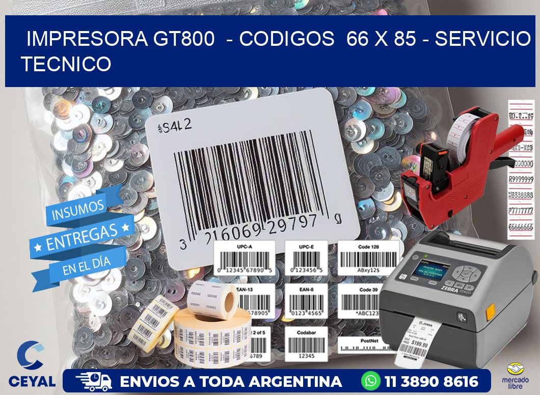 IMPRESORA GT800 – CODIGOS 66 x 85 – SERVICIO TECNICO - Rollos Zebra