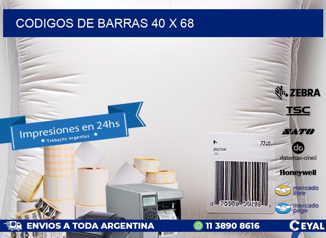 codigos de barras 40 x 68 - Rollos Zebra