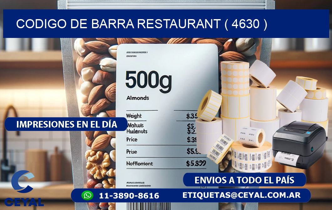 CODIGO DE BARRA RESTAURANT ( 4630 ) - Rollos Zebra