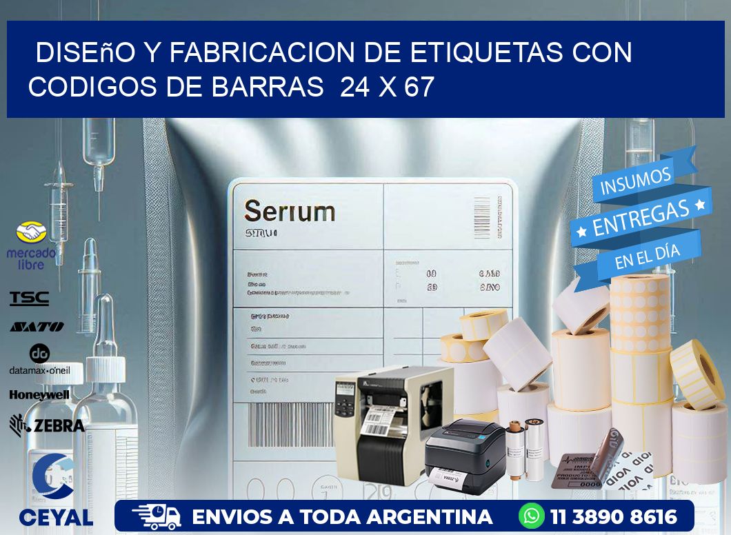 Diseño y Fabricacion de Etiquetas con Codigos de Barras 24 x 67 ...